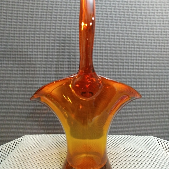 Art | Vintage Amberina Glass Basket 11h | Poshmark